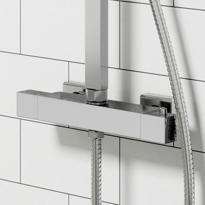 Modern Square Exposed Thermostatic Mixer Shower Set Shower Head and ...