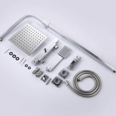 Modern Square Exposed Thermostatic Mixer Shower Set Shower Head and ...