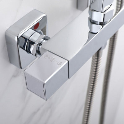 Modern Square Exposed Thermostatic Mixer Shower Set Shower Head and ...
