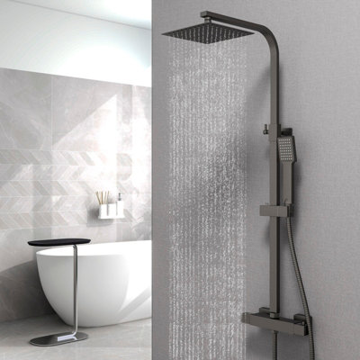 Modern Square Matte Black Exposed Thermostatic Mixer Shower Set With ...