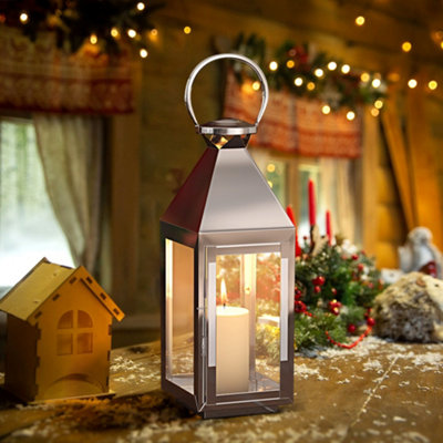 Modern Stainless Steel Candle Lantern with Handle for Home Decor 40cm H ...