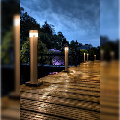 Modern Stainless Steel LED 12 volt Bollard Garden Post Light Warm White ...