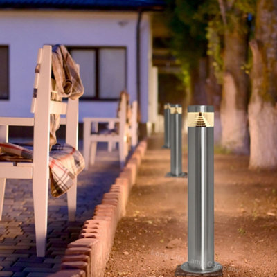 Modern Stainless Steel LED 12 volt Bollard Garden Post Light Warm White ...