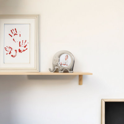 Modern Standing Elephant Themed Shiny Nickel Plated Baby Circular ...