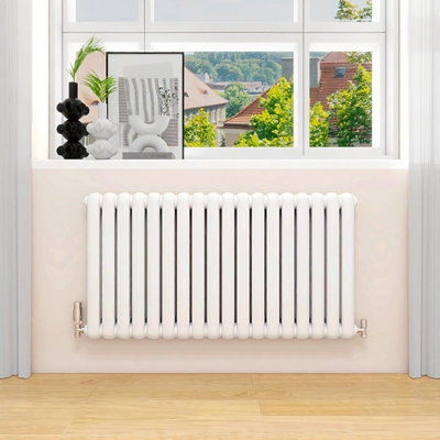 Modern Style 2 Column Cast Iron Radiator Horizontal White 600x1104mm