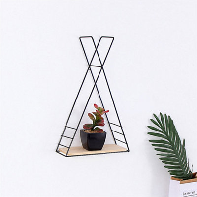 Modern Triangular Wall Shelf Display Rack with Iron Frame