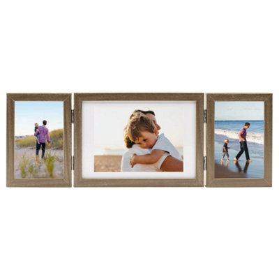 MODERN TRIFOLD PHOTO FRAME COLLAGE LIGHT BROWN 22X15 CM+2X