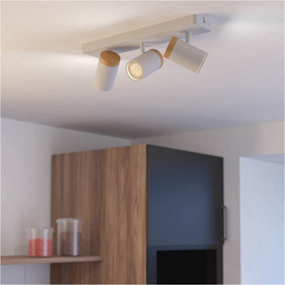 Modern Triple Ceiling Spotlight in White and Brown - LED Bathroom Lighting