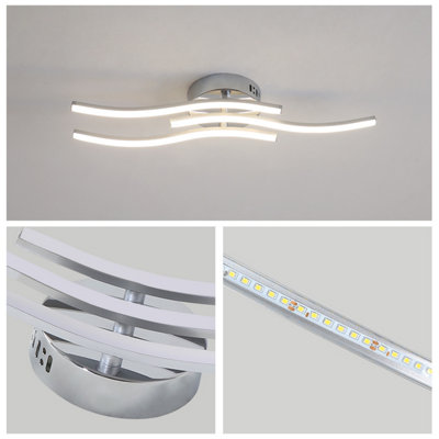 Modern Triple Wave LED Ceiling Light - 18W, 4000K Neutral White