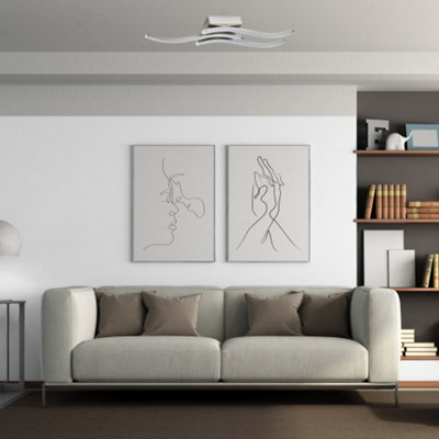 Modern Triple Wavy Strip Flush LED Powered Ceiling Light Fitting in ...