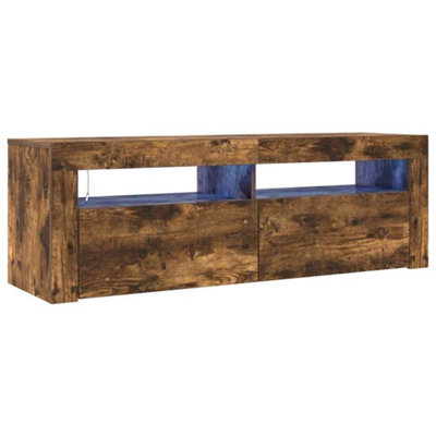 Modern TV Cabinet with LED Lights Smoked Oak 120x35x40 cm
