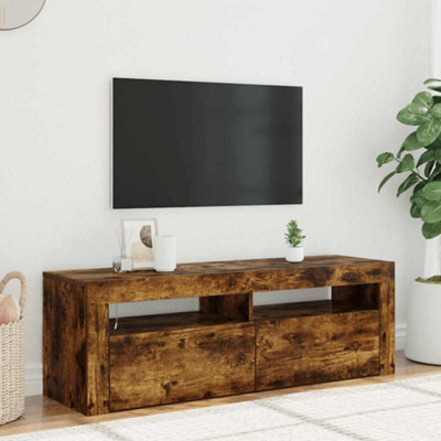 Modern TV Cabinet with LED Lights Smoked Oak 120x35x40 cm