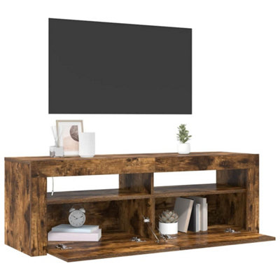 Modern TV Cabinet with LED Lights Smoked Oak 120x35x40 cm