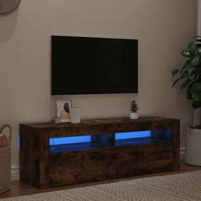 Modern TV Cabinet with LED Lights Smoked Oak 120x35x40 cm