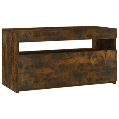 Modern TV Cabinet with LED Lights Smoked Oak 75x35x40 cm
