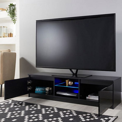 Black tv stand with cabinets store