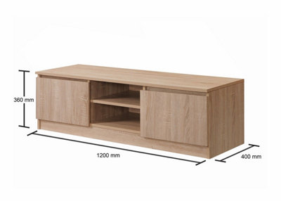 Modern TV Unit 120cm Media Cabinet 2 Doors + Shelf Sonoma Oak