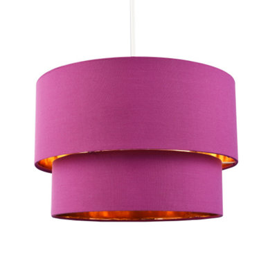 Modern Vivid Mulberry Cotton Double Tier Ceiling Shade with Shiny ...
