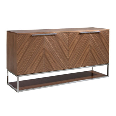 Modern Walnut and Chromed Steel Sideboard for Elegant Living Spaces