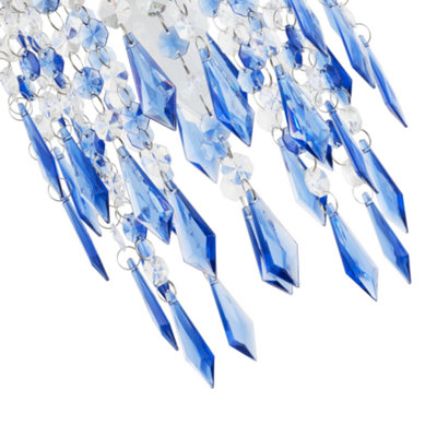 MODERN WATERFALL DESIGN PENDANT SHADE WITH CLEAR/BLUE ACRYLIC DROPS AND ...