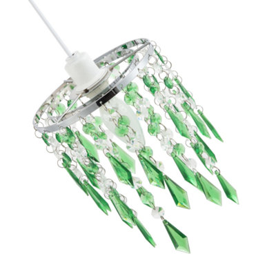 Modern Waterfall Design Pendant Shade with Clear/Emerald Acrylic Drops ...