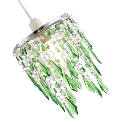 Modern Waterfall Design Pendant Shade with Clear/Emerald Acrylic Drops ...