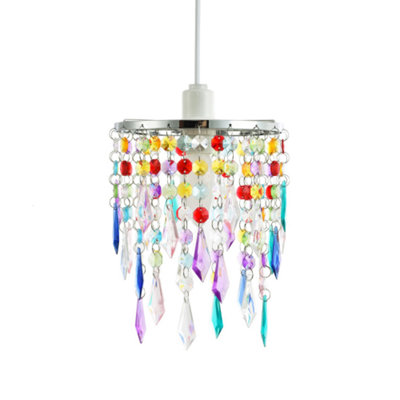 Modern Waterfall Design Pendant Shade with Multi Colour Acrylic Drops ...