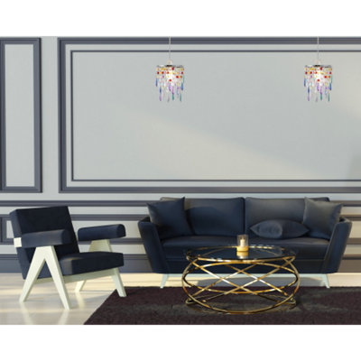 Modern Waterfall Design Pendant Shade with Multi Colour Acrylic Drops ...