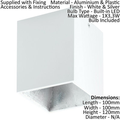 Modern White and Silver Square LED Downlight for Walls and Ceilings
