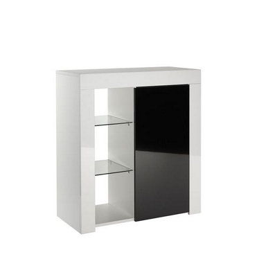 Modern White/Black Matt Gloss Buffet Sideboard Cabinet with LED Lights ...