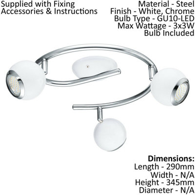 Modern White Chrome Ceiling Spot Light with 2 Matching Wall Sconces ...