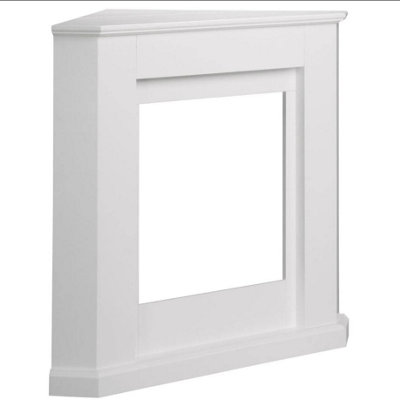 Modern White Corner Electric Fireplace with Remote Control, Triangle ...