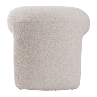 Modern White Faux Wool Upholstered Footstool W 460 x D 440 x H 410 mm