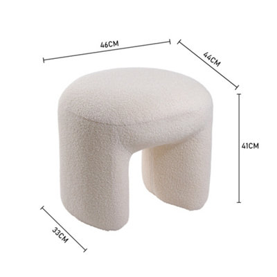 Modern White Faux Wool Upholstered Footstool W 460 x D 440 x H 410 mm