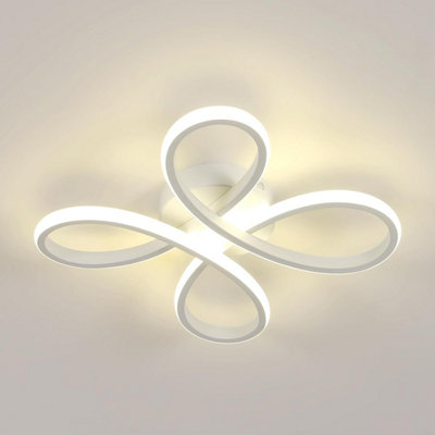 Modern White Flower LED Ceiling Light - 30W, 3500lm