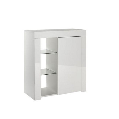 Modern White Matt Gloss Buffet Sideboard Cabinet with LED Lights and ...