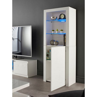 Modern White Matt Gloss Buffet Sideboard Cabinet with LED Lights ...