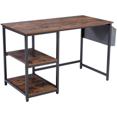Modern Wooden Metal Frame Office Computer Desk with Storage Shelves