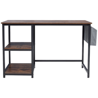 Modern Wooden Metal Frame Office Computer Desk with Storage Shelves