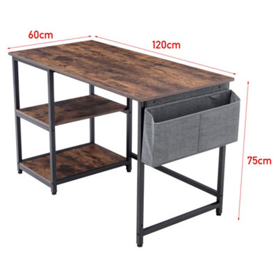 Modern Wooden Metal Frame Office Computer Desk with Storage Shelves