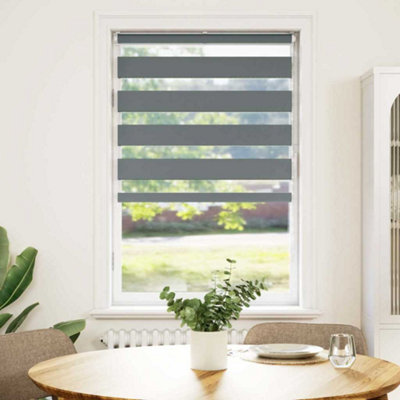 Modern Zebra Blind Dark Grey 80x150 cm Fabric Width 75.9 cm Polyester