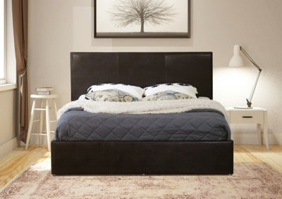MODERNIQUE Black 5ft Ottoman King Sized Storage Bed Faux Leather in Black