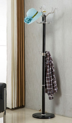 Modernique Black Sheer Metal and transparent Tube 185 cm High Coat Rack with Heavy Sturdy 38 cm Base