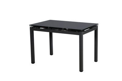 Modernique Black Tempered Glass Extending Dining Table Extends 110 to ...