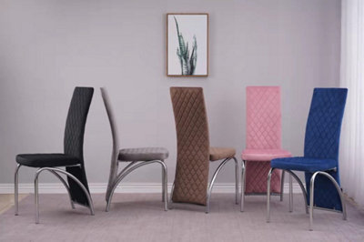 Modernique Brown MDF Marble Effect Dining Table with 4 Brown Velvet Chairs