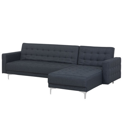 Modular Corner Sofa Bed 4 Seater ABERDEEN Fabric Dark Grey Left Hand