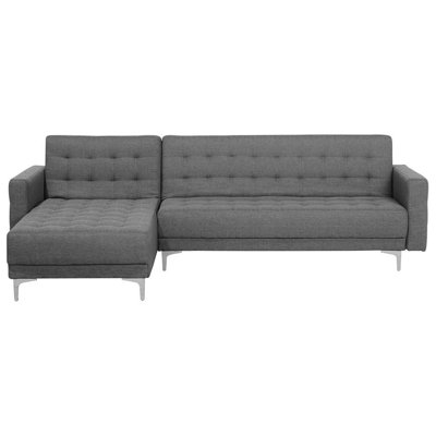 Modular Corner Sofa Bed 4 Seater ABERDEEN Fabric Light Grey Right Hand