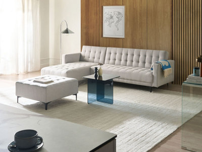 Modular Corner Sofa Bed 4 Seater ABERDEEN Fabric Light Grey with ...