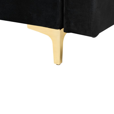 Modular Corner Sofa Bed 4 Seater ABERDEEN Velvet Black Left Hand