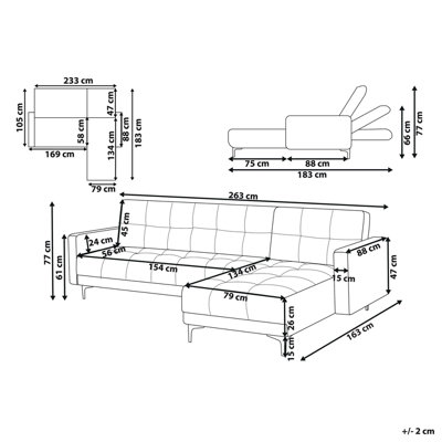 Modular Corner Sofa Bed 4 Seater ALNES Boucle White